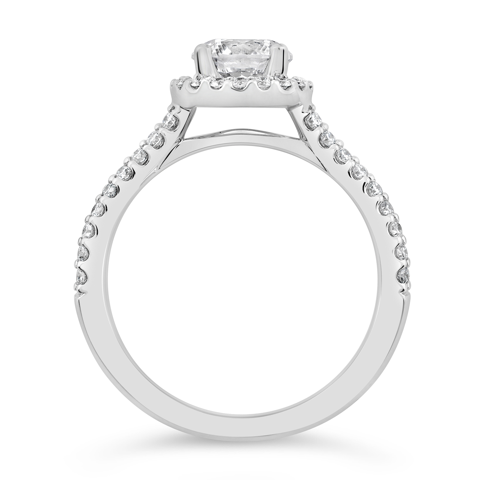 14K Split Shank Round Diamond Halo Engagement Ring – American Ring Source
