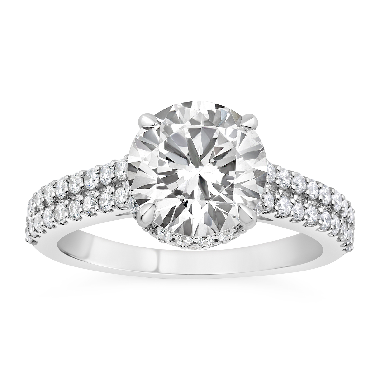 14K Split Shank Round Diamond Hidden Halo Engagement Ring – American ...