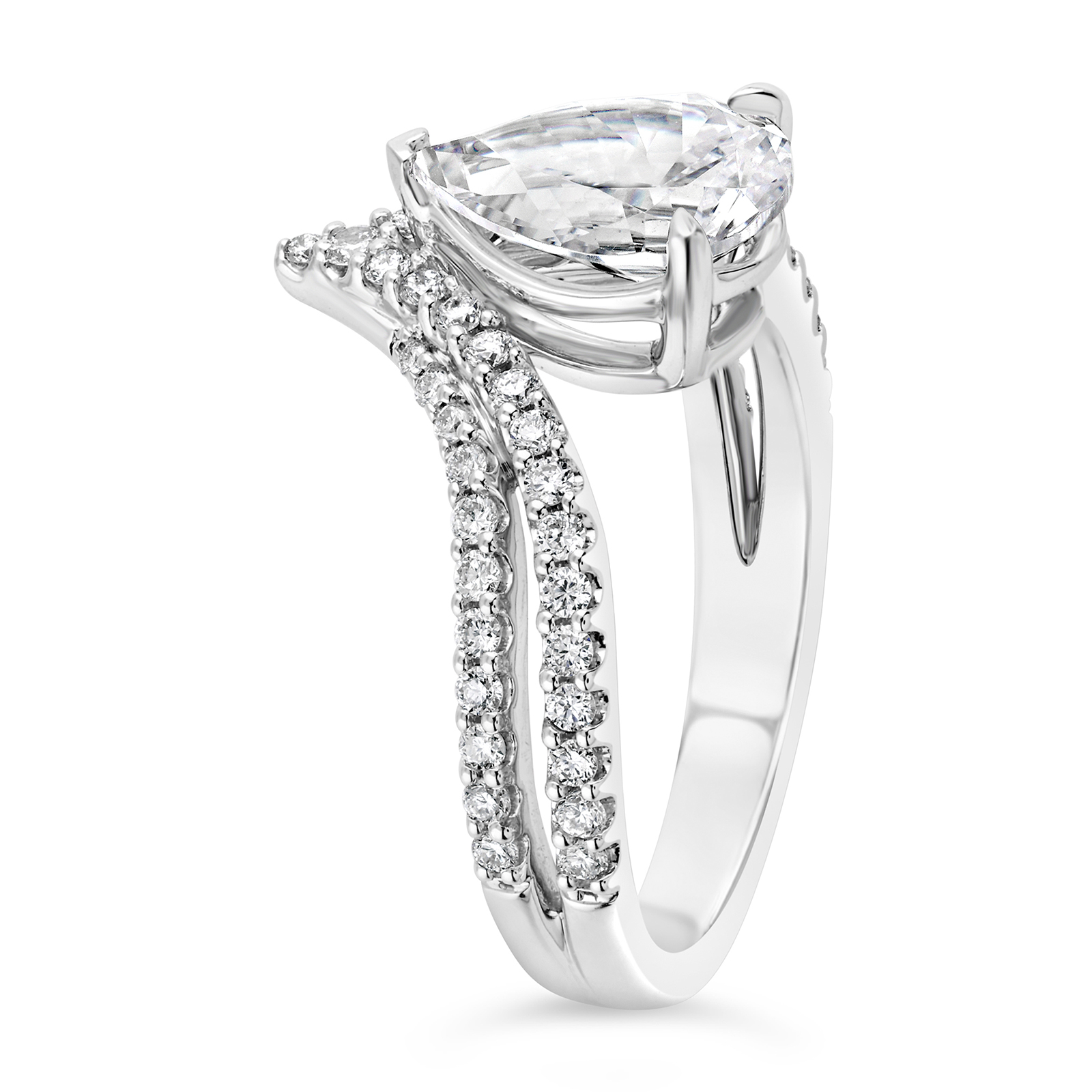 14K Pear Diamond Chevron Engagement Ring – American Ring Source
