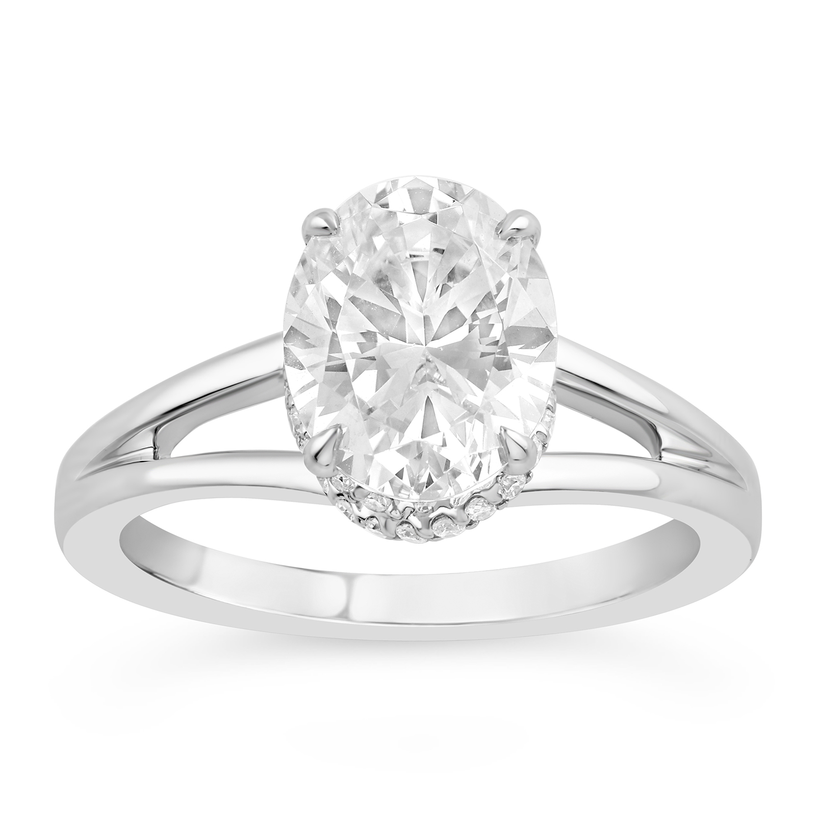 14K Split Shank Oval Diamond Engagement Ring – American Ring Source