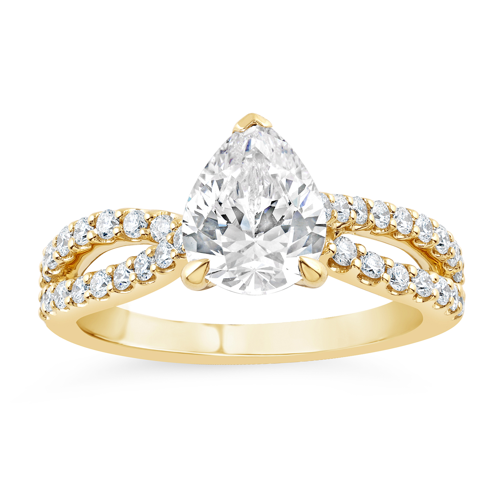 14K Split Shank Pear Diamond Engagement Ring – American Ring Source