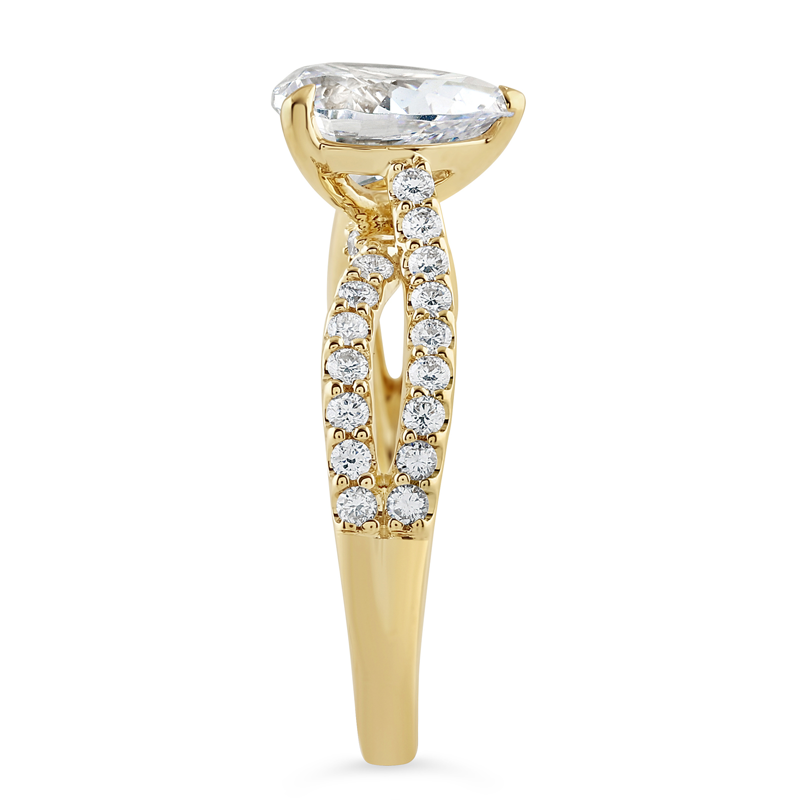 14K Split Shank Pear Diamond Engagement Ring – American Ring Source