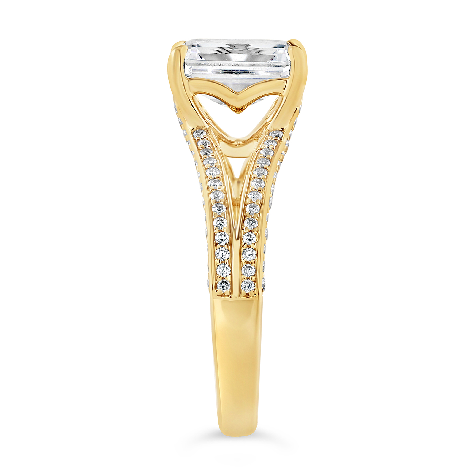 14K Split Shank Emerald Diamond Engagement Ring – American Ring Source